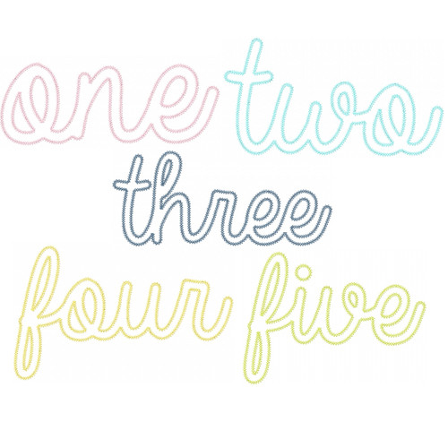Cursive Script One Two Three Four Five Vintage and Chain Applique ...