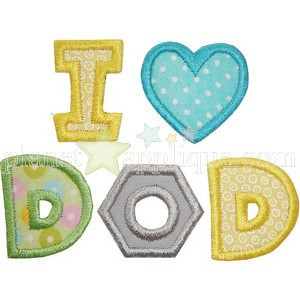 I Love Dad Applique Embroidery Machine Design