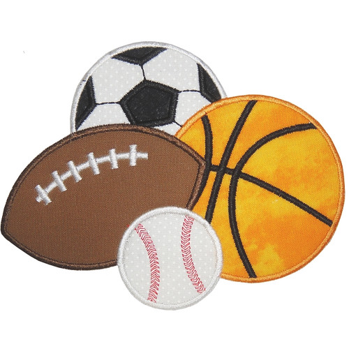 Sportsballs Applique Embroidery Machine Design