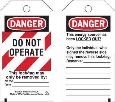 66064 - 3" x 5.75" Brady Tag