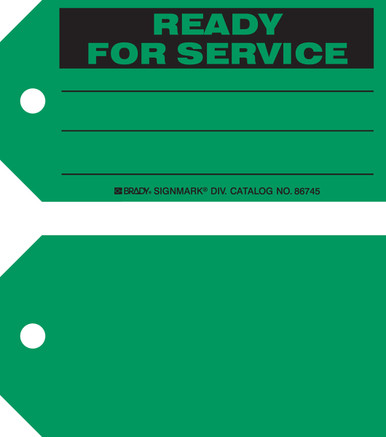 86745 - 5.75" x 3" Brady Tag (Black on Green) (Pack of 100 Tags)