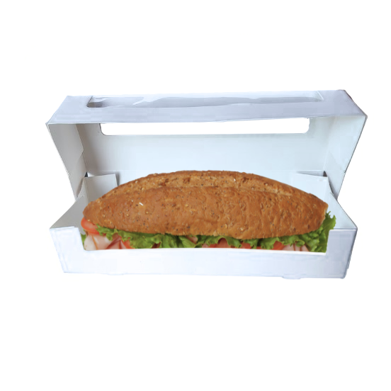 Cardboard Sandwich box white with window, Bakery Window box | Oblong ...