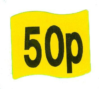 Roll - 50p price labels 1,000's - Starlight Packaging