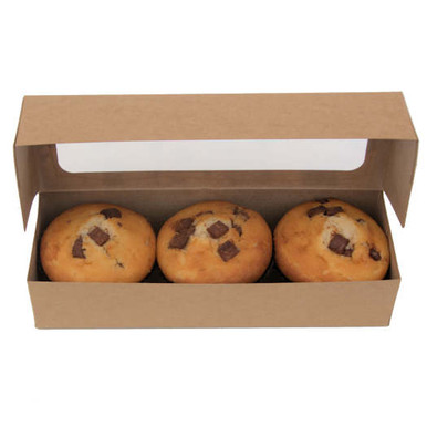 Cardboard Muffin Box, Bakery Window box, Oblong Kraft Window boxes ...
