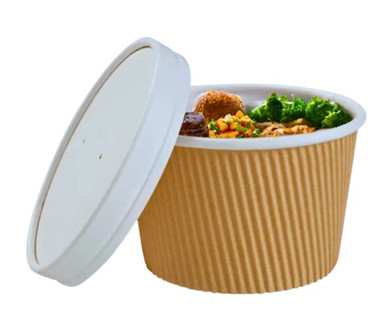 GO-PAC Ripple soup /pasta container with cardboard lid |Cardboard 16oz ...