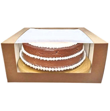 Kraft 9'' Square Cake Box with Window Premium | 9" x 9"x 4" Deep kraft ...