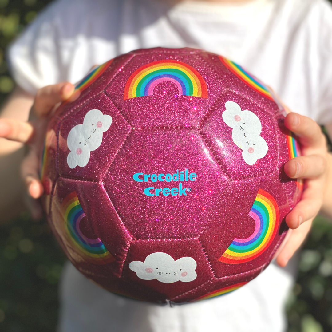 Crocodile Creek - Glitter Soccer Ball - Rainbow (Size 3) | Discount Toy Co