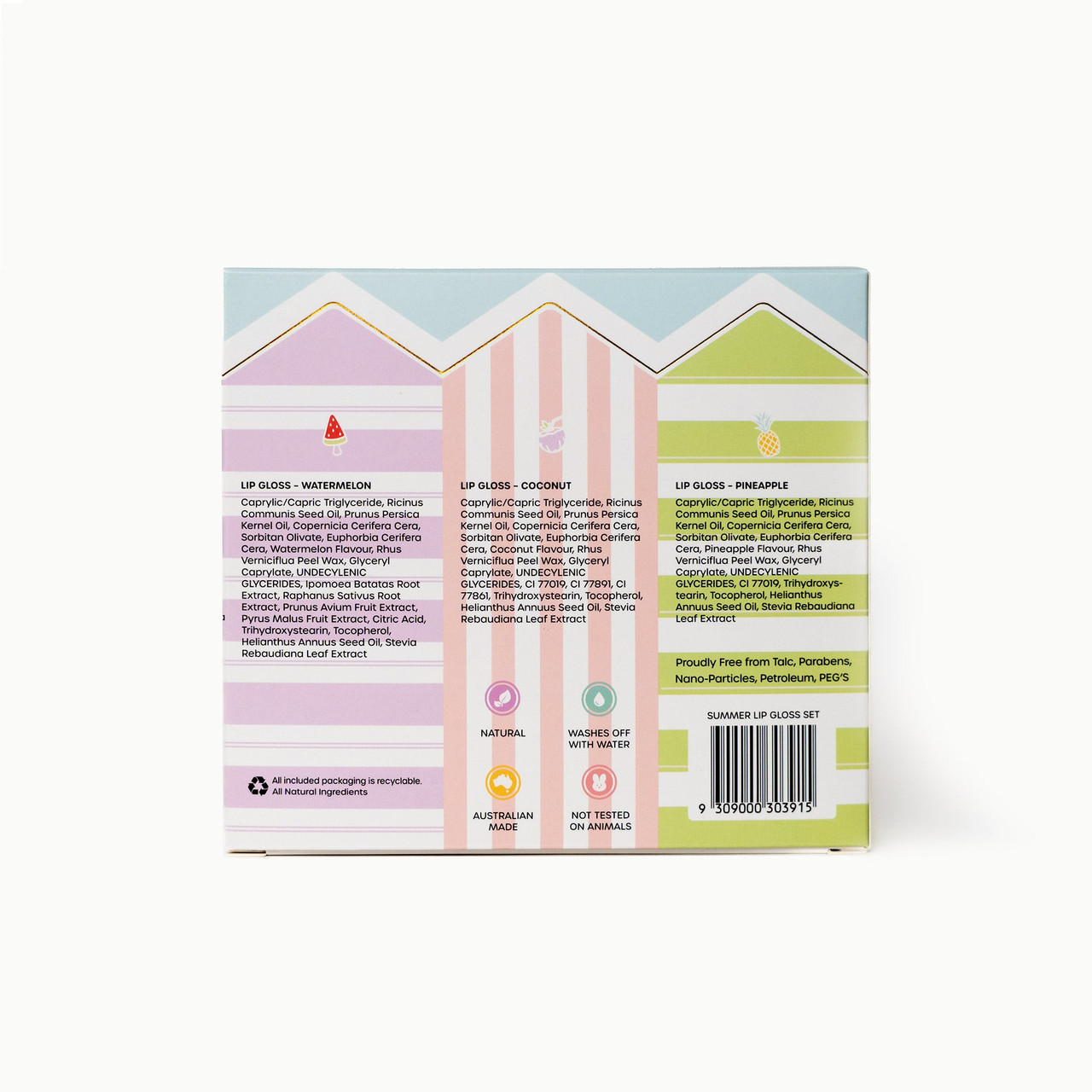Oh Flossy - Natural Lip Gloss Set - Beach Club 3 pack