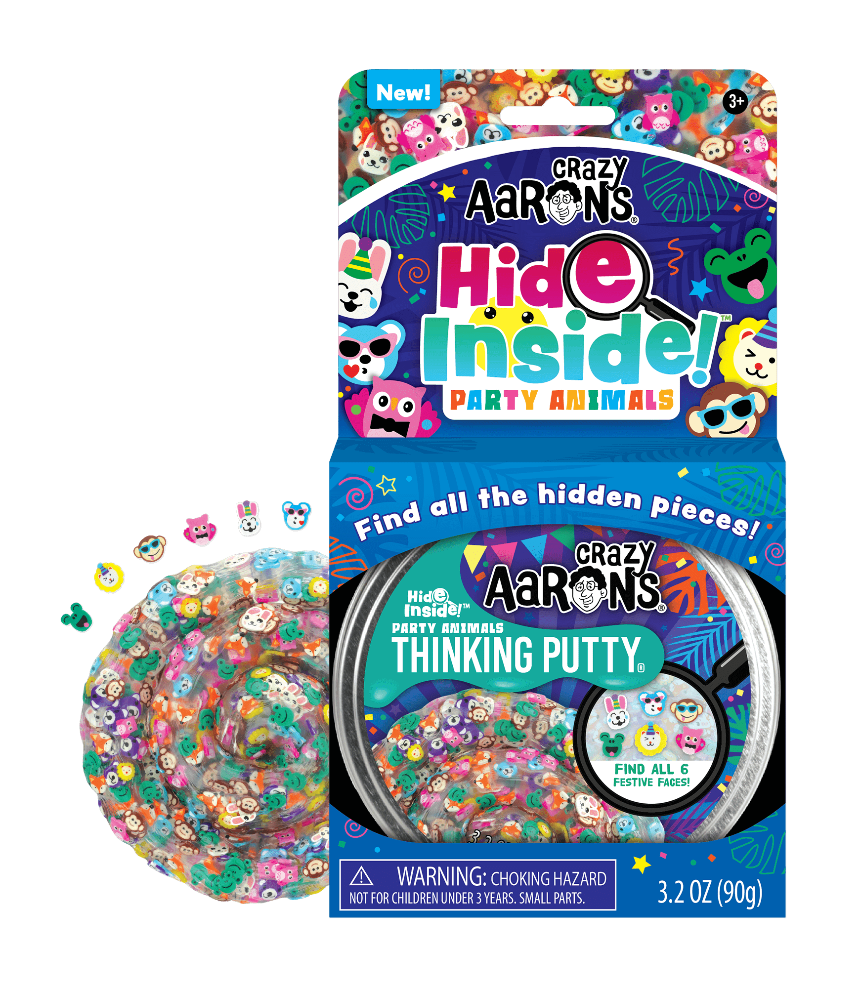 Crazy Aaron's HIDE INSIDE Thinking Putty - Party Animals 4" Tin ...
