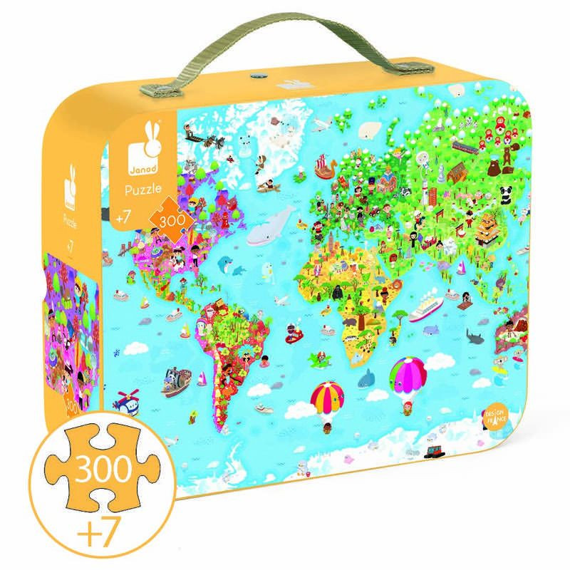 Janod - World Giant Puzzle 300pc *slightly faded packaging*