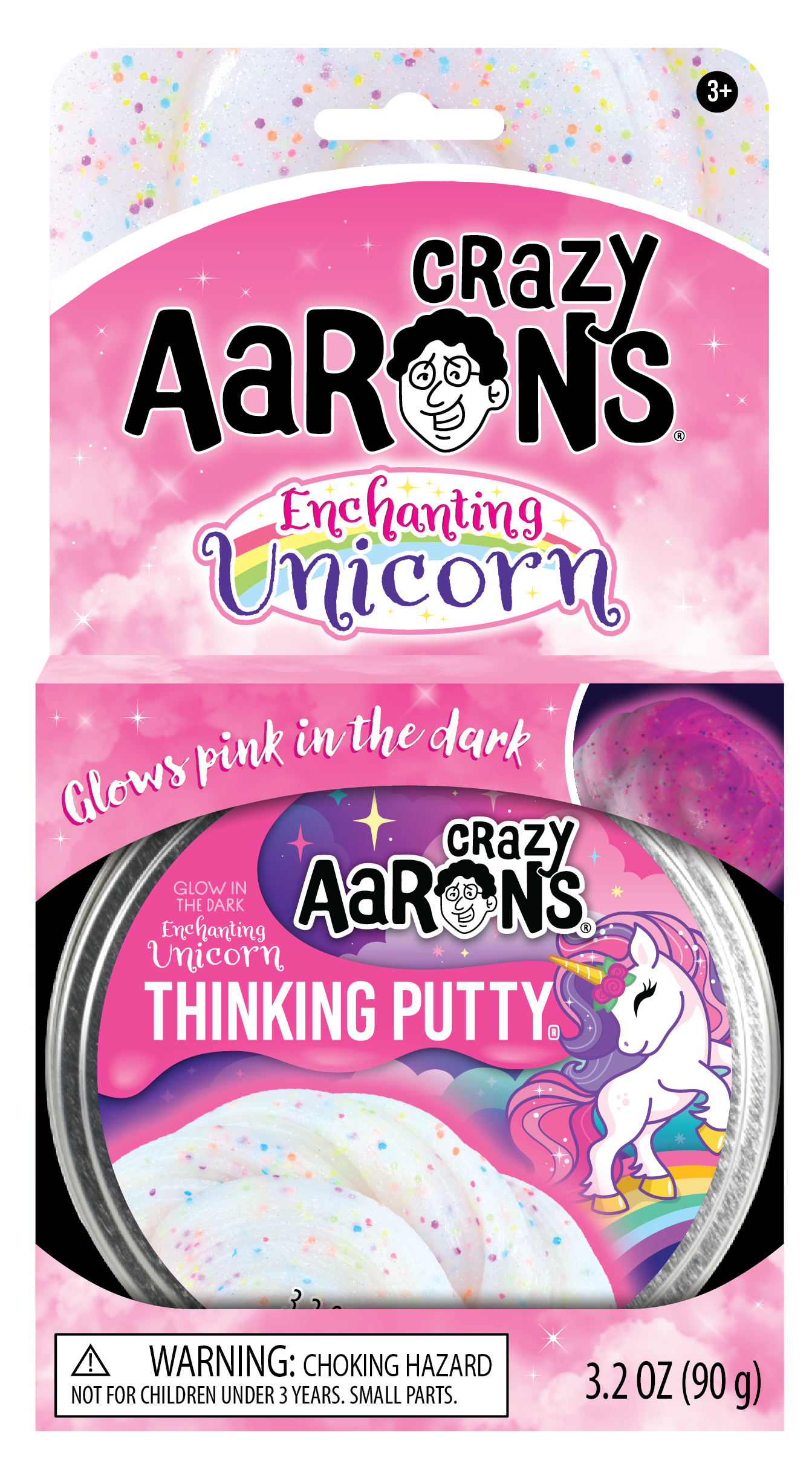 Crazy Aaron's Thinking Putty - Enchanting Unicorn Glowbrights 4" Tin ...