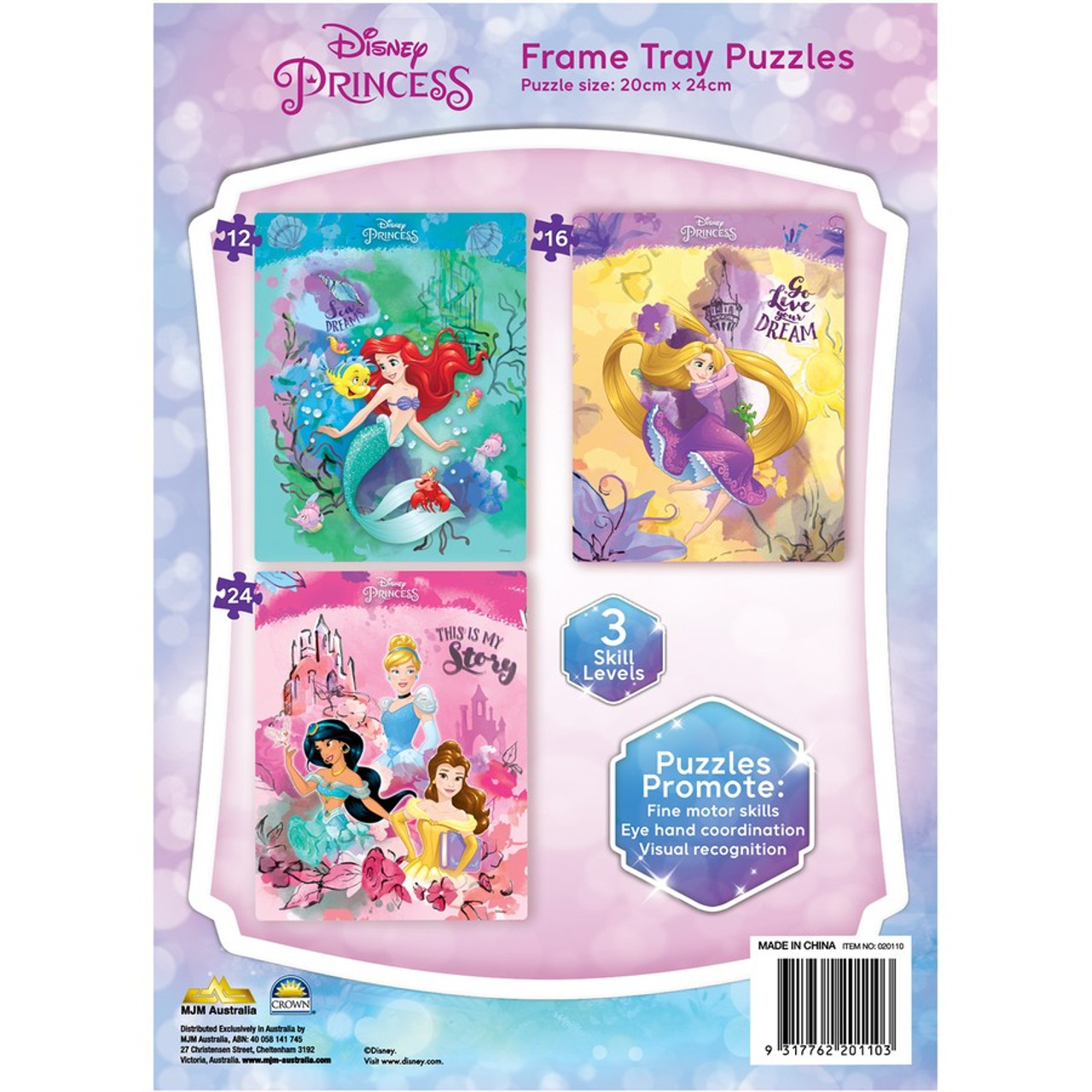 Disney Princess Frame Tray Puzzles - 3 Pack | Discount Toy Co