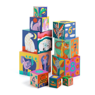 Djeco - Wild Animal Nesting & Stacking Blocks | Discount Toy Co