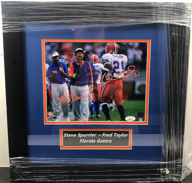 Steve Spurrier & Fred Taylor Signed Florida Gators Framed 8x10 Photo - JSA