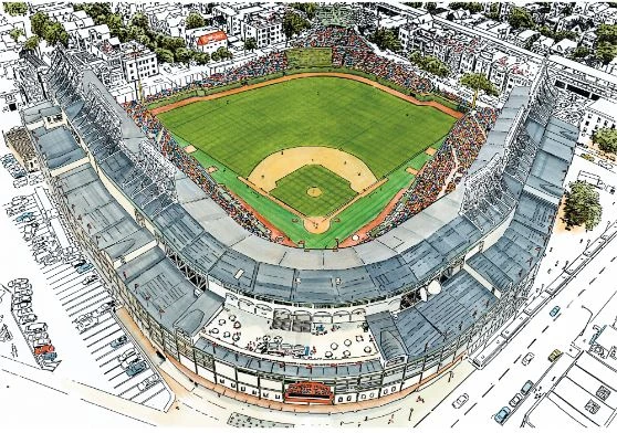 Wrigley Field Outline - Chicago Cubs Art Poster - the Stadium Shoppe