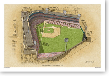 Crosley Field - Cincinnati Reds Print - the Stadium Shoppe