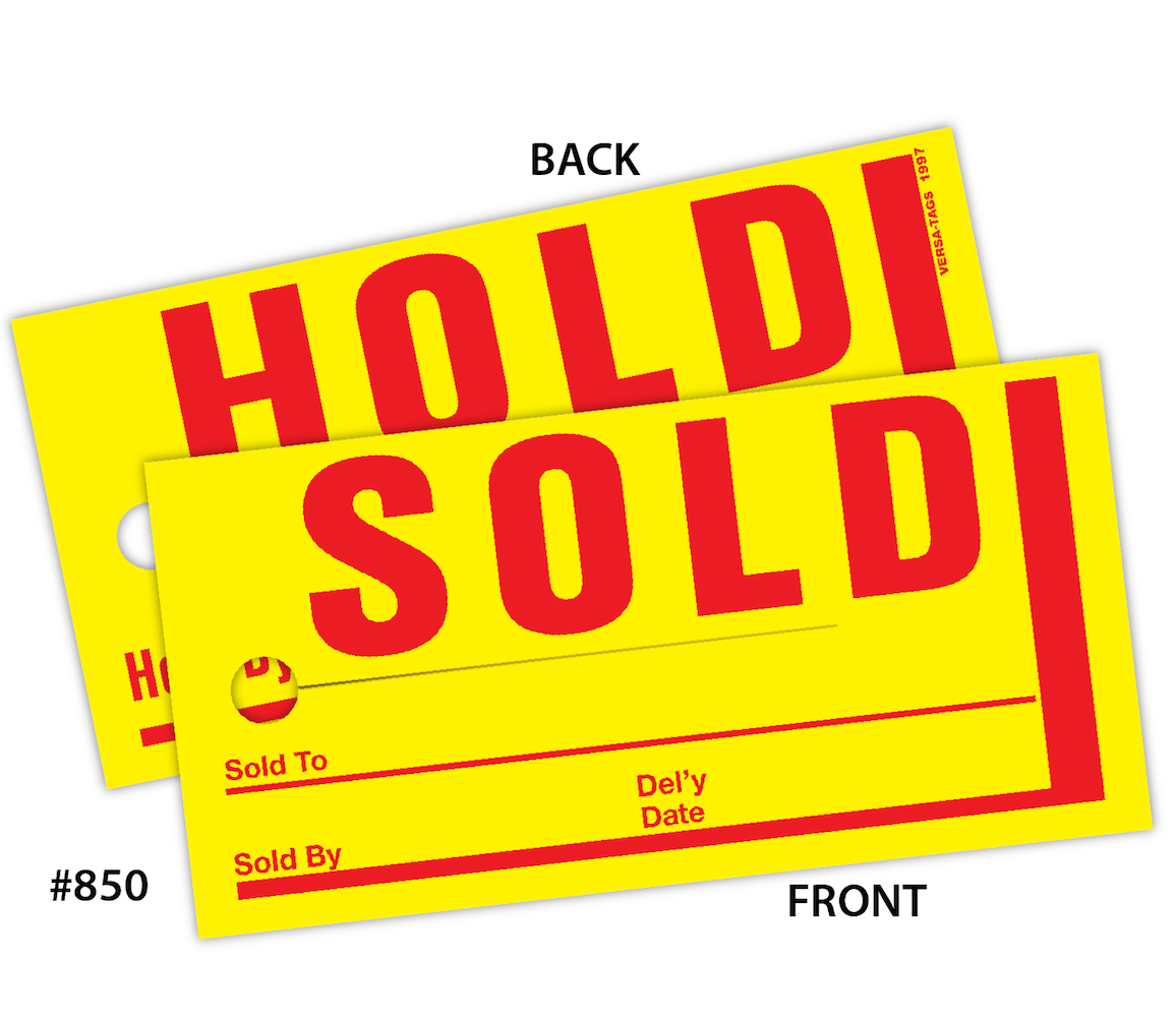 Jumbo Sold/Hold Tags 4" x 8" - Buy Online Now