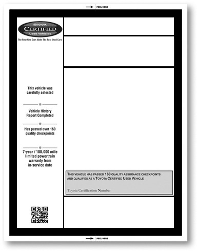 Shop Addendum Stickers Online | Automotive Forms