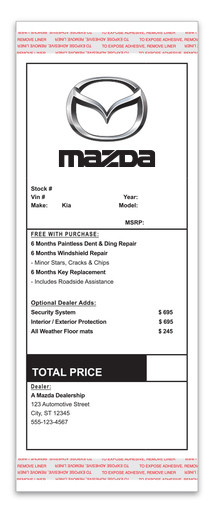 Auto Stickers & Magnets - Addendum Stickers - Park Place Printing And ...