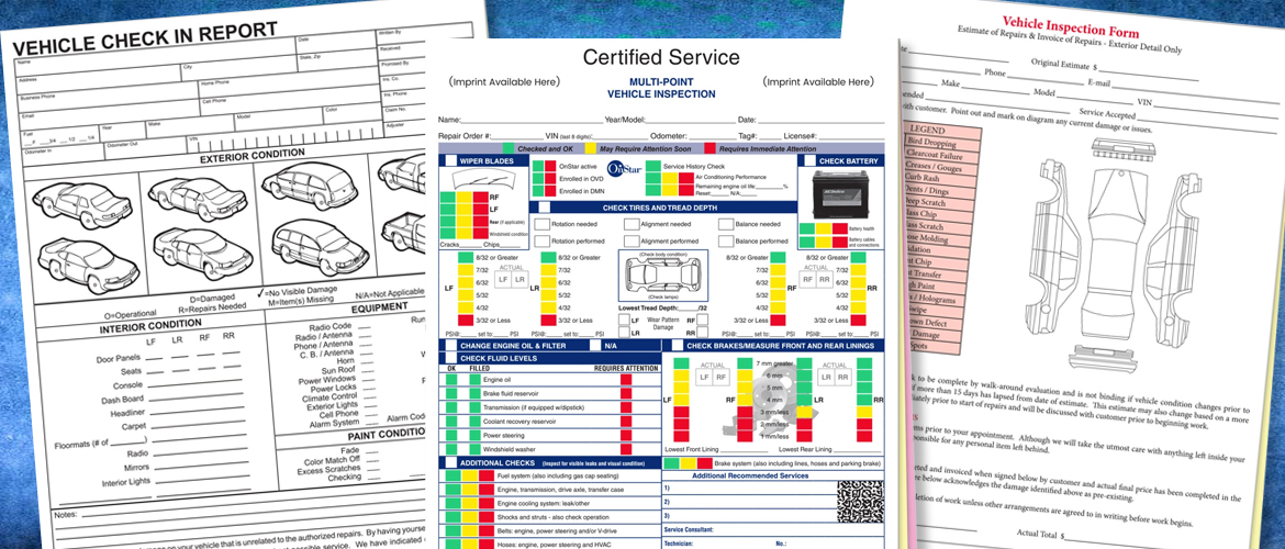 Automotive Forms - Service Department Forms - Auto Dealer Inspection ...