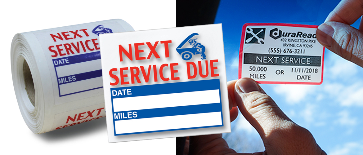 Auto Stickers & Magnets - Oil Change Stickers - Park Place Printing And ...