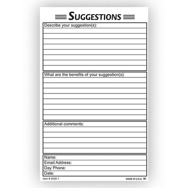 Suggestion Card - Park Place Printing And Promotional Products, LLC