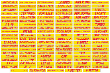 15" Red and Yellow Windshield Slogans