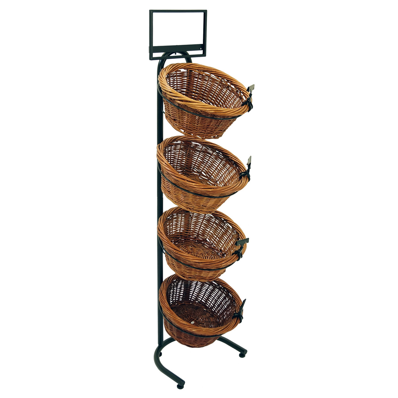 Mobile Merchandisers K1430/4B-MB 4-Tier Willow Basket Display Rack ...