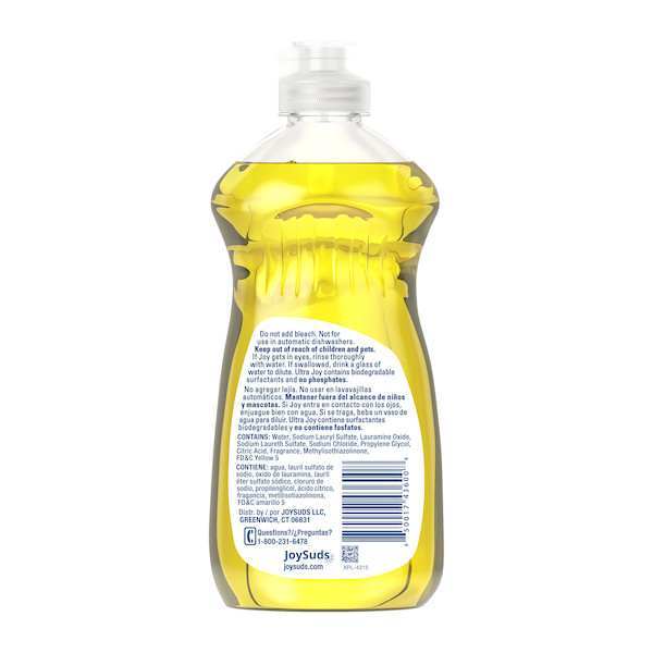 Joy Suds 43600 12.6 oz Joy Ultra Lemon Scent Dishwashing Liquid - 25 ...