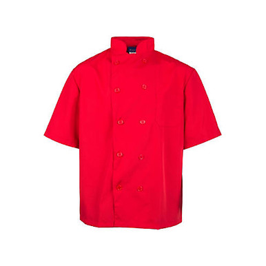 2578REDM KNG M Lightweight Short Sleeve Red Chef Coat | Allpoints