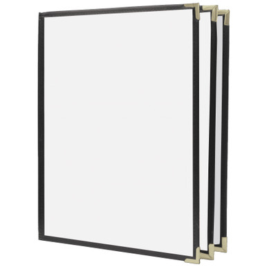 KNG 3972BLKGLD 8 1/2 in x 14 in 3 Page Black and Gold Menu Cover ...