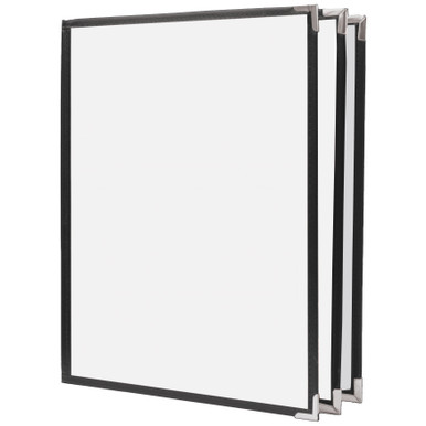 KNG 3972BLKSLV 8 1/2 in x 14 in 3 Page Black and Silver Menu Cover ...