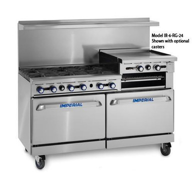 Imperial IR-6-RG24-CC 60 in 6-Burner Gas Range w/ Raised Griddle and ...