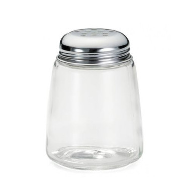Tablecraft 261 8 oz Glass Cheese Shaker with Chrome Lid | Allpoints
