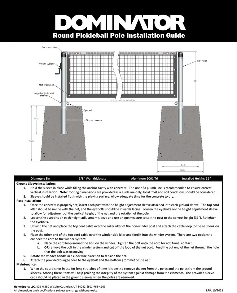 Dominator Permanent Pickleball Net Post System | Free Shipping Offer!