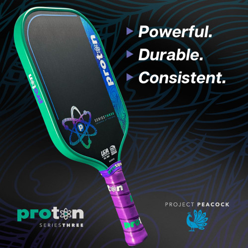 Proton Series Three Project Peacock 15mm Elongated Pickleball Paddle
