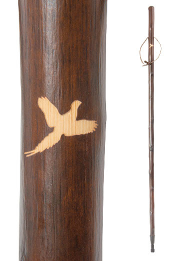 Classic Cane Chestnut Hiking Stave - Pheasant Motif