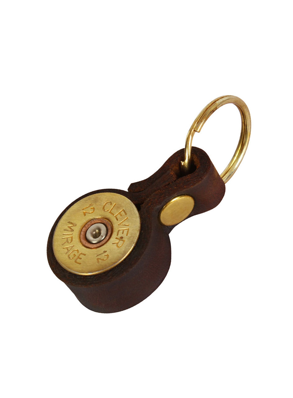 Shotgun Brown Leather Cartridge Keyring | Shooting Gifts