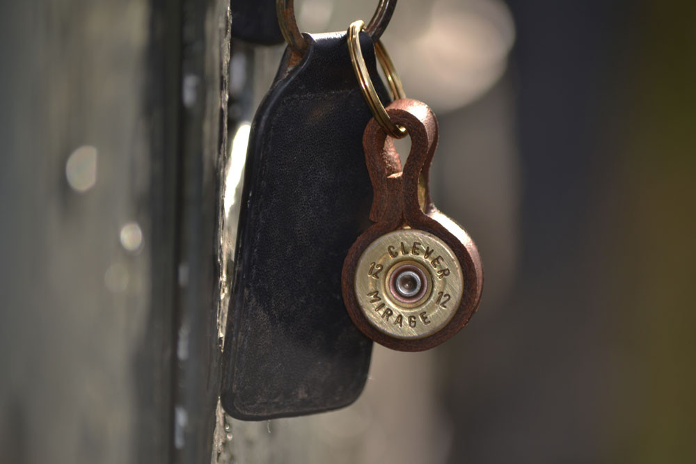 Shotgun Brown Leather Cartridge Keyring | Shooting Gifts