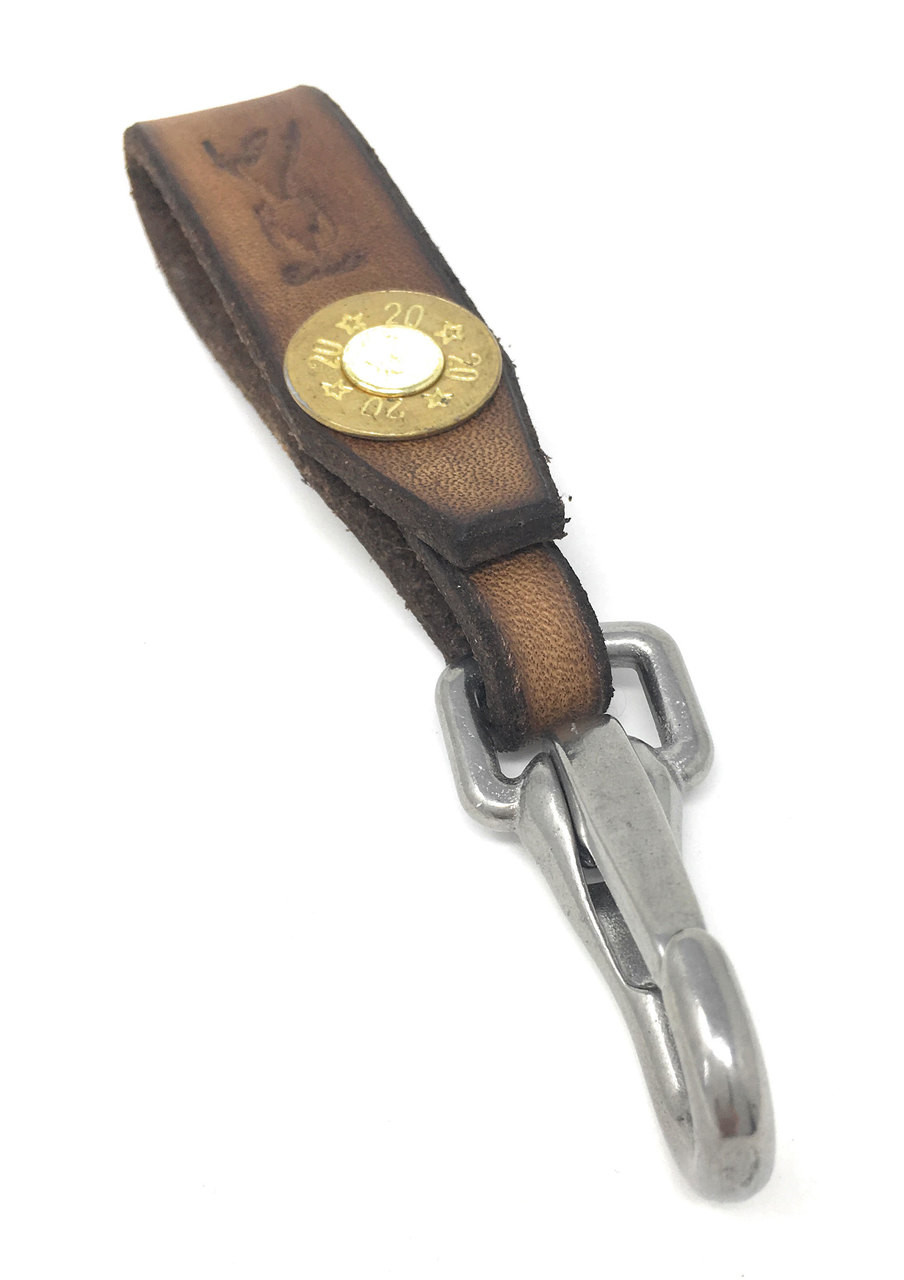 Shotgun Cartridge Keyring in Tan Leather | Shotgun Keyring