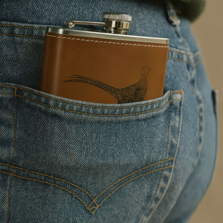 Shotgun Cartridge Leather Hip Flask | Shooters Hip Flask