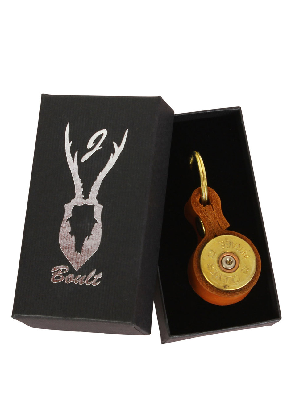 Shotgun Cartridge Keyring in Tan Leather | Shotgun Keyring