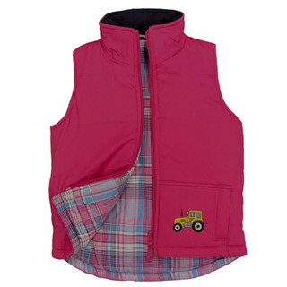 Country Life Pink Three Tractors Padded Gilet | Kids Farming Gilet