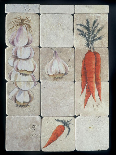 Garlic/Carrot Ristra Stone Tile - Sampler Display - Arizona Gifts