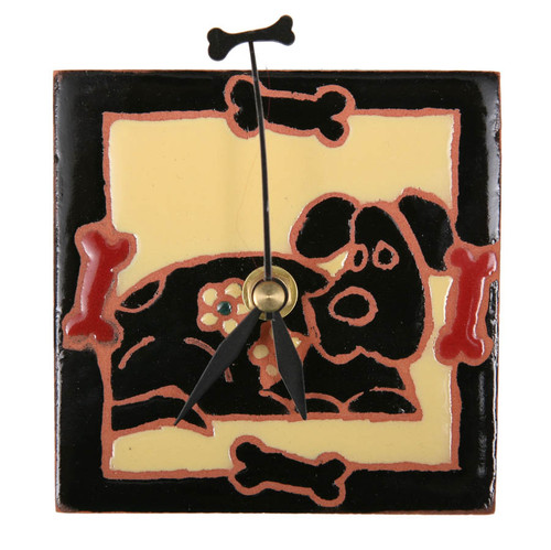 Dog with Bones Dark Desk Clock - Arizona Gifts