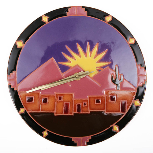 Adobe Scene with Sun Wall Clock - Arizona Gifts