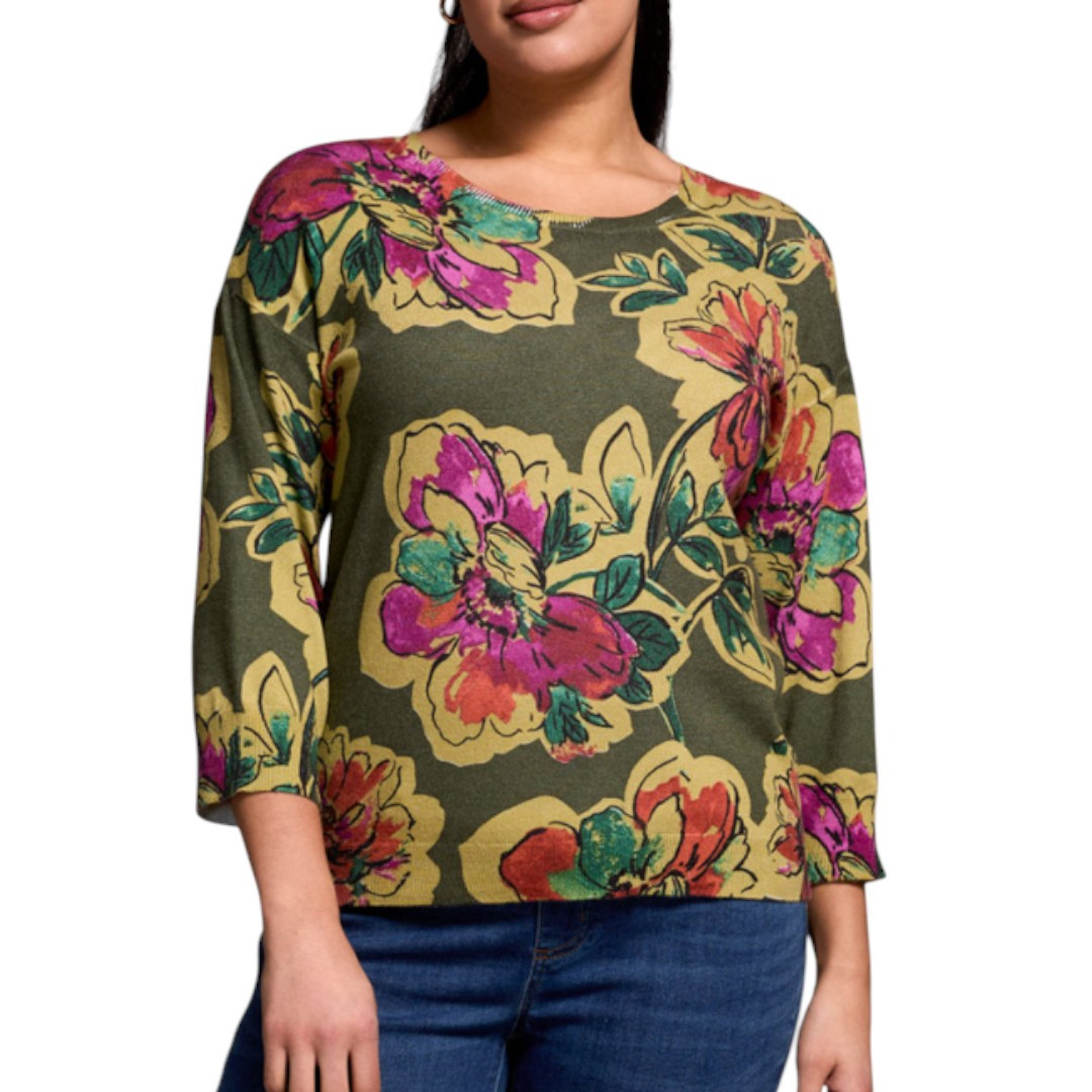 Tribal Soft Yarn Floral Sweater | GoodThings