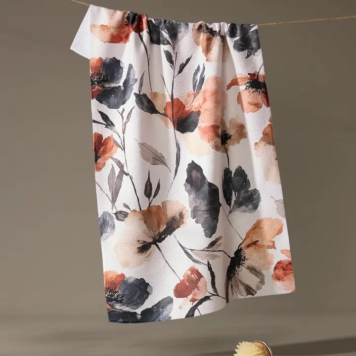 Geometry Moody Poppy Tea Towel | GoodThings
