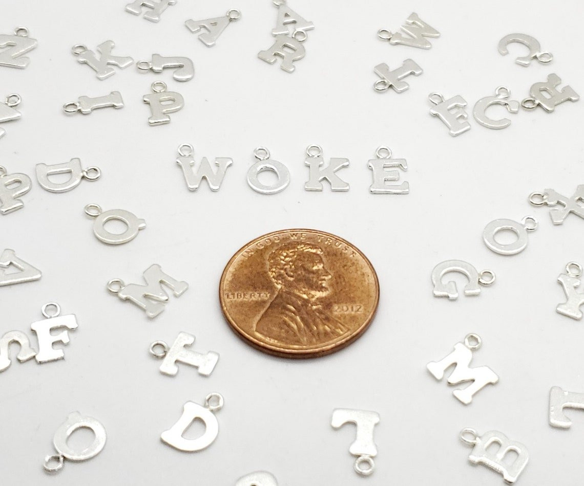Sterling Silver Alphabet Letter Charm, 5mm x 8mm, 1 Piece - InTheWorksBeads