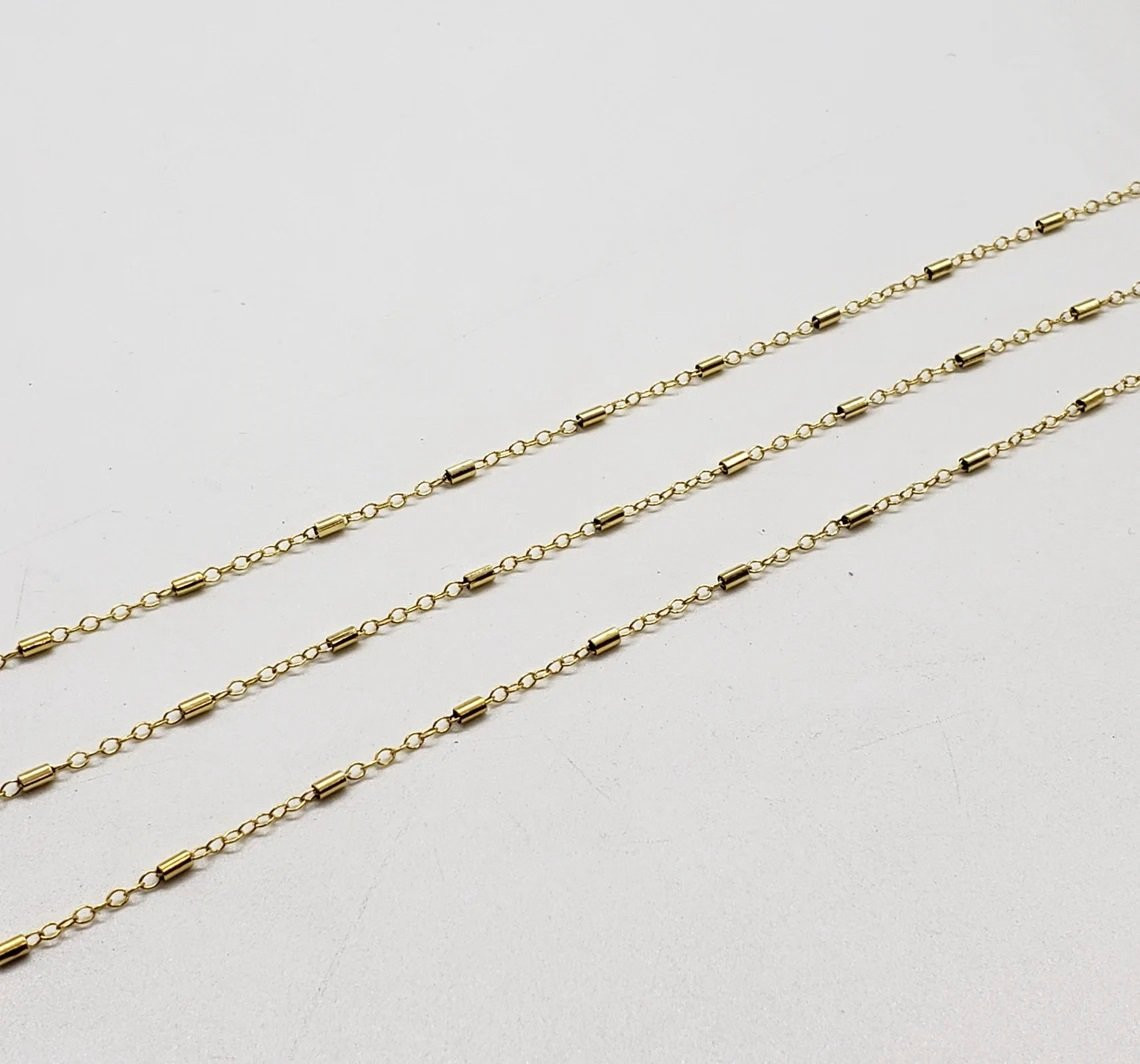 14k Gold Filled Bar Tube Cable Chain. 1.6mm Cable - InTheWorksBeads